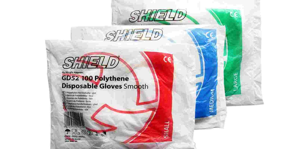 Shield Polythene Disposable Gloves Smooth - Order Online — Muzamedical
